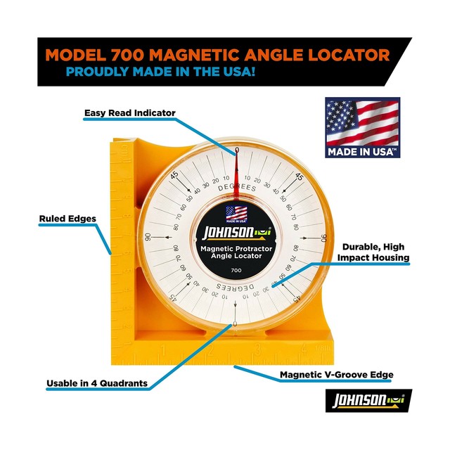Magnetic Protractor and Angle Locator No 700 Johnson Level & Tool 3pk ...