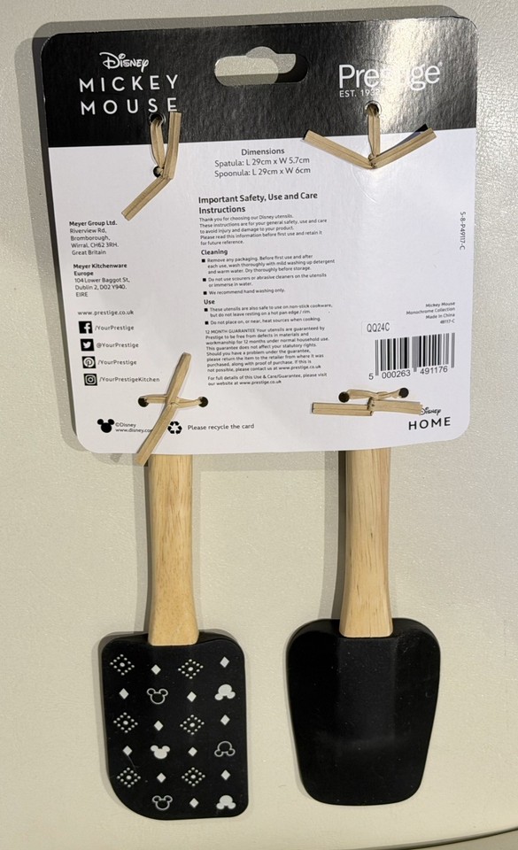 Prestige Disney Monochrome Mickey Mouse Silicone Spatula Utensil Set of ...