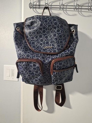 Calvin Klein Backpack Blue and Brown Large Capacity | eBay