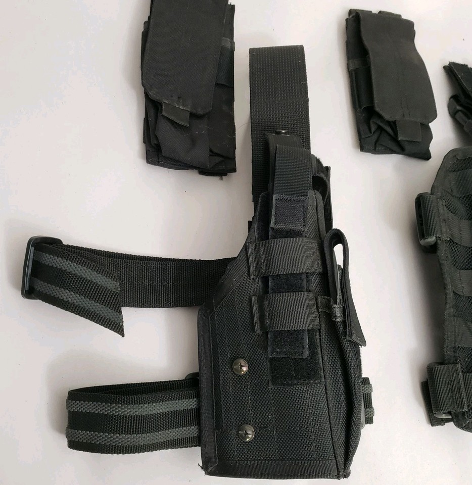 Blackhawk Nylon Drop Leg Holster W/ 5.11 Pouches & MOLLE Panel | eBay