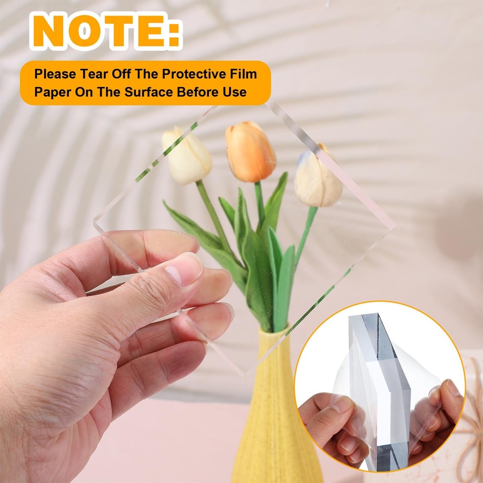 4 Pcs Acrylic Display Block, 4 x 4 x 1 Inch Clear Polished Square Cube ...
