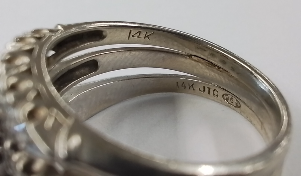 14K White Gold JTC 969 Ring 3 Band Setting Wedding/Engagement - Size 5. ...