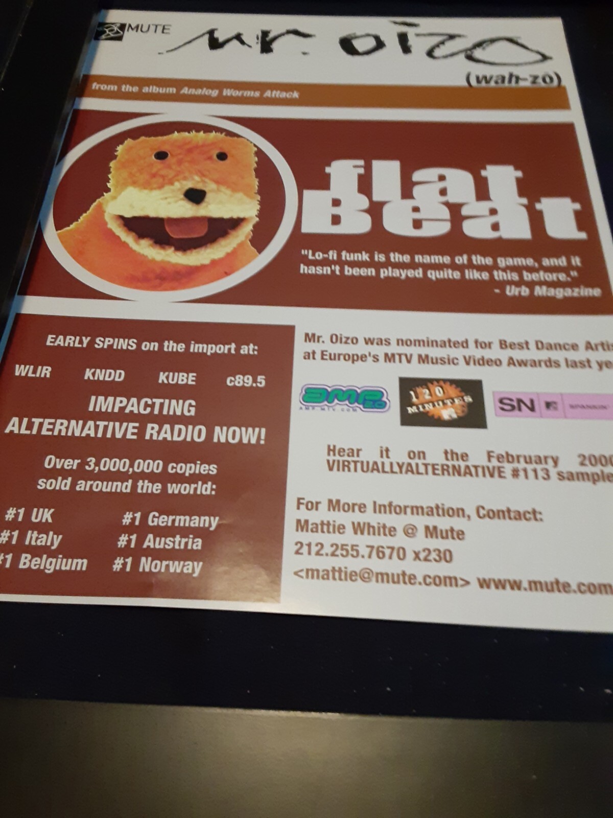 Mr. Oizo Flat Beat Rare Original Radio Promo Ad Framed! | eBay