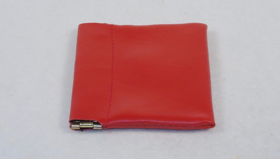 Set of 2 ~ Red Faux Leather Squeeze Coin Purses ~ Gold-tone Metal Frame ...