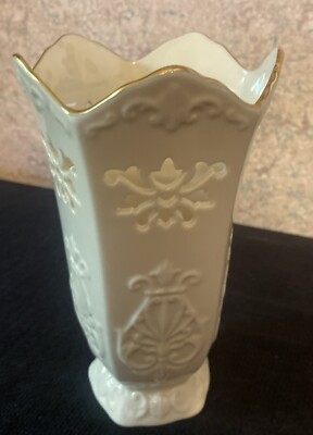 Vtg Lenox Ivory Cut-out Design 7” Vase w/ 24kt Gold Trim Collectible | eBay