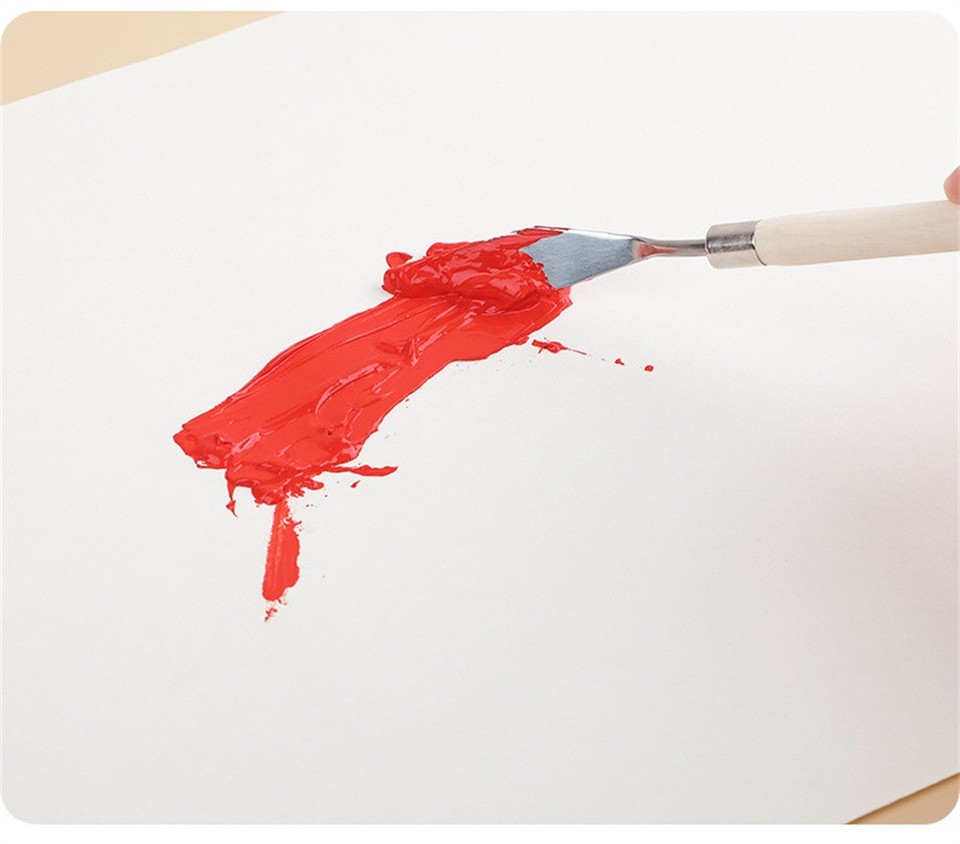 Gouache Oil Paint Scraper Set Wooden Stainless Steel Spatula Palette ...