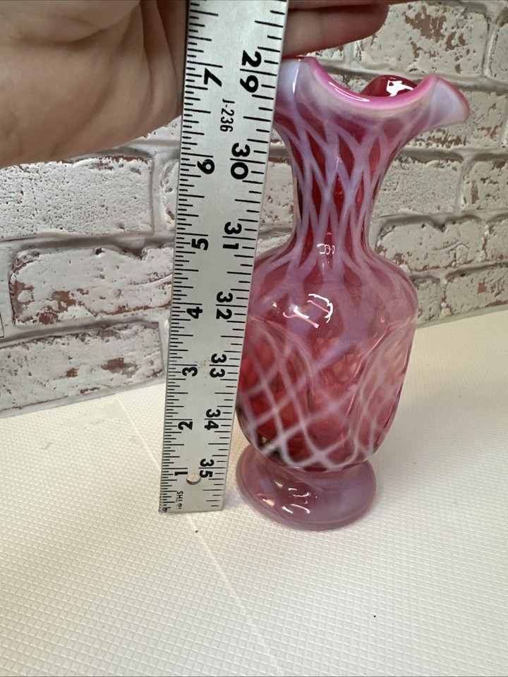 Vintage Fenton Vase Cranberry Diamond Pattern Rare And Hard To Find | eBay