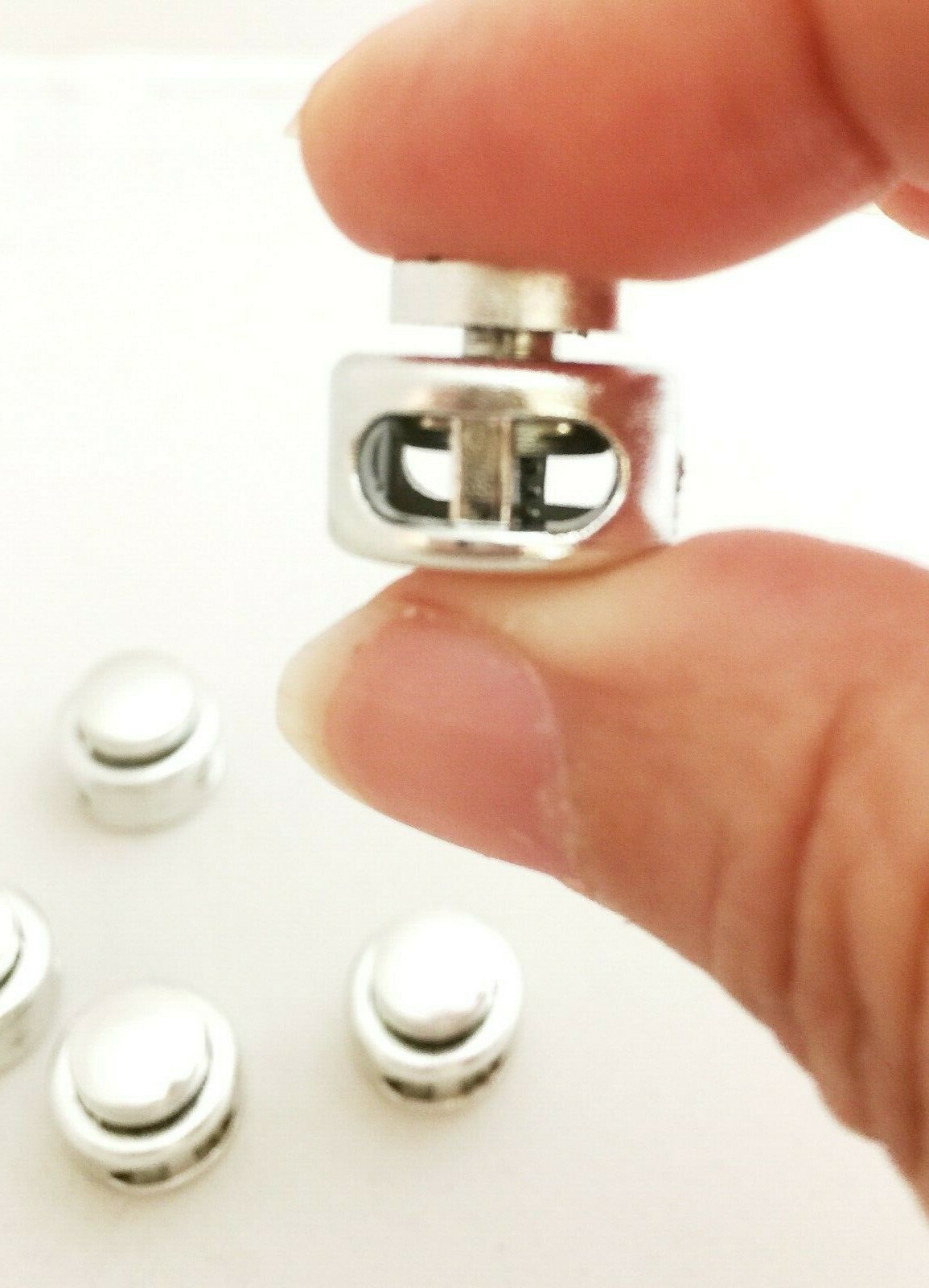 Set of 3- Round(15mm Hole: 3.5 mm)Plastic Silver Color Push Button ...