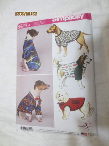 Uncut Simplicity 8824 A - Dog Coats, Clothes - Craft Sewing Pattern S-M ...