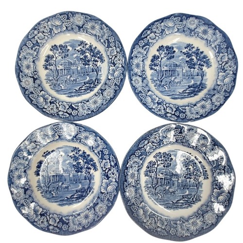 Staffordshire Liberty Blue Colonial Transferware 4 Bread and Butter ...