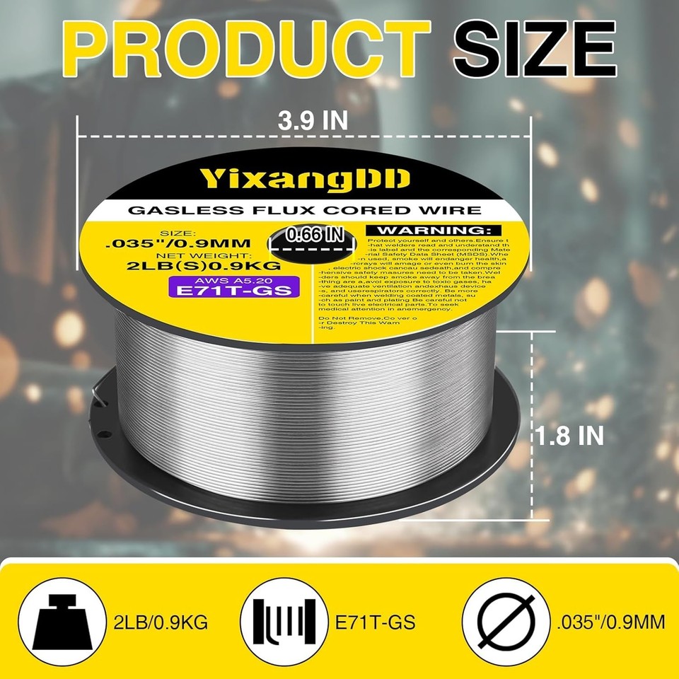 4 Packs 035 Flux Core Welding Wire, Gasless Mild Carbon Steel Mig ...