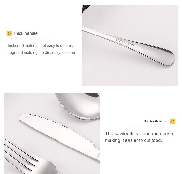 4 Pcs/Set Stainless Steel Knife Fork Big Spoon A Small Spoon Tableware ...