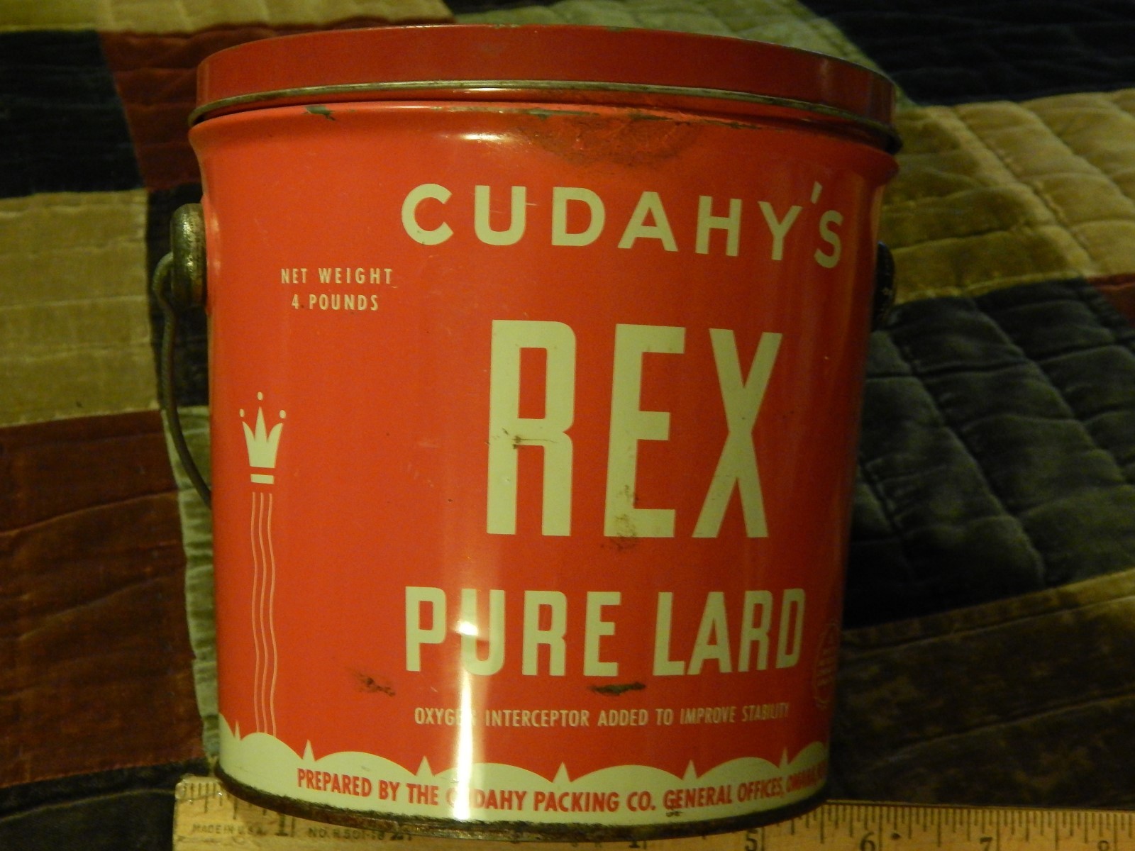 Vtg Pure Lard (CANCO) Pail Bucket ~ CUDAHY'S REX ~ Omaha, NEBR. ~ Retro ...