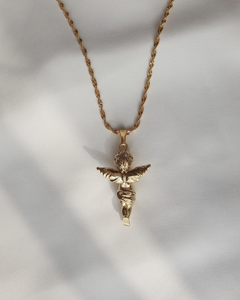 Baby Angel Necklace, Cherubim Charm Necklace, Angel Cherub Pendant ...