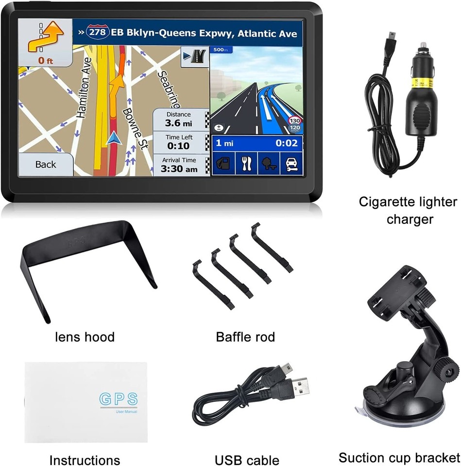 7 Inch Car & Truck GPS Navigation System 256MB+8GB Navigator 77 Canada ...