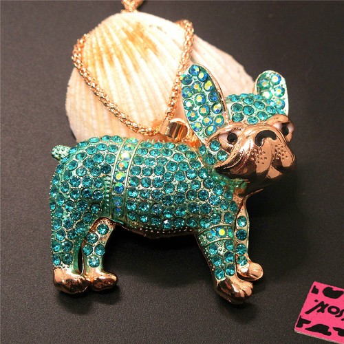 New Blue Rhinestone Bling Cute Pug Dog Crystal Pendant Holiday gifts ...