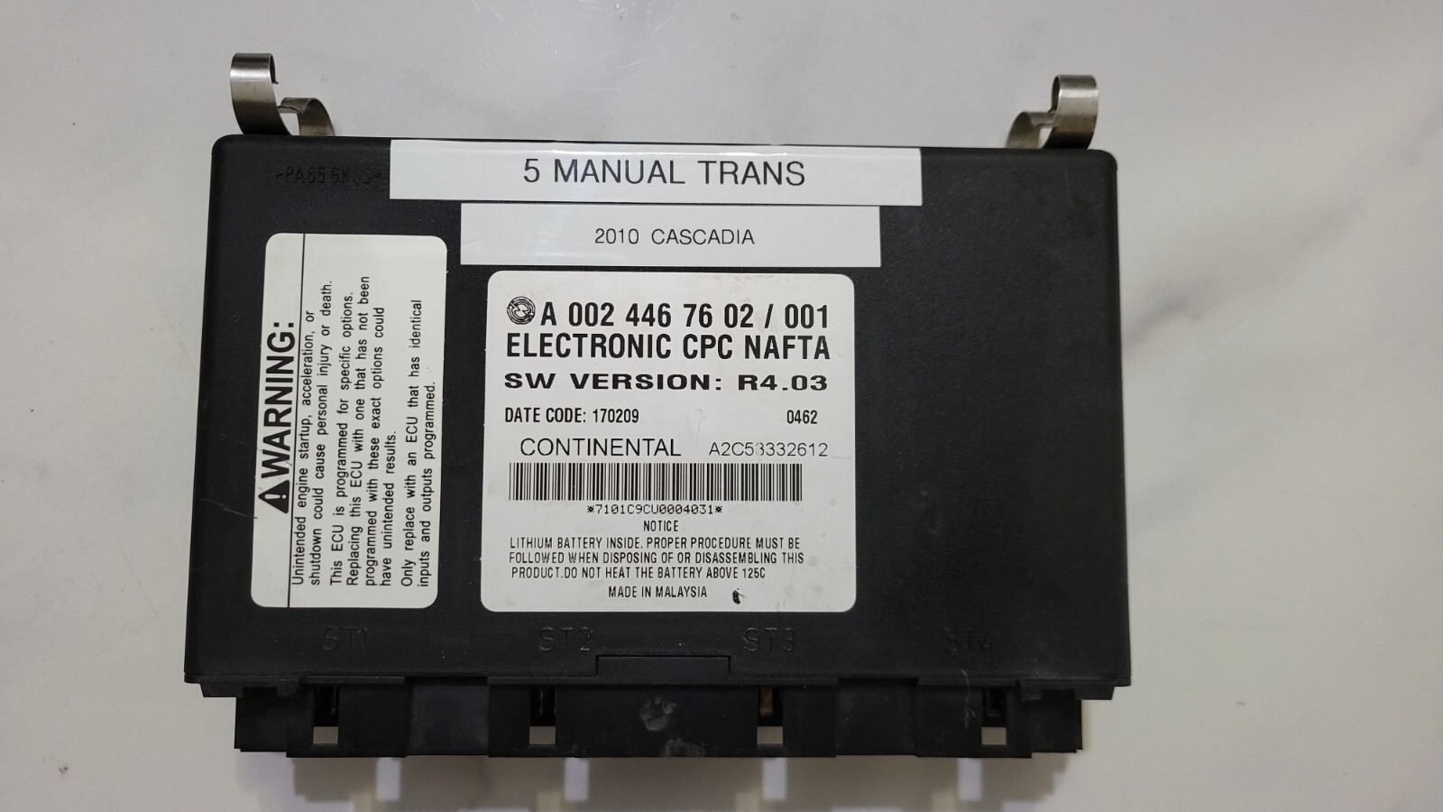 Freightliner Cascadia Electronic OEM CPC A0024467602/001 NAFTA MANUAL ...