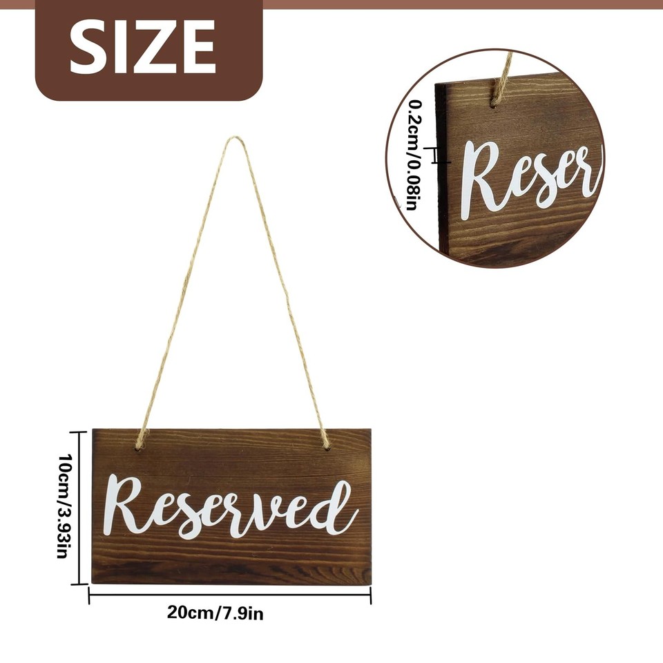 8 PCS Hanging Wooden Reserved Signs Rustic Reserved Seating Signs for ...