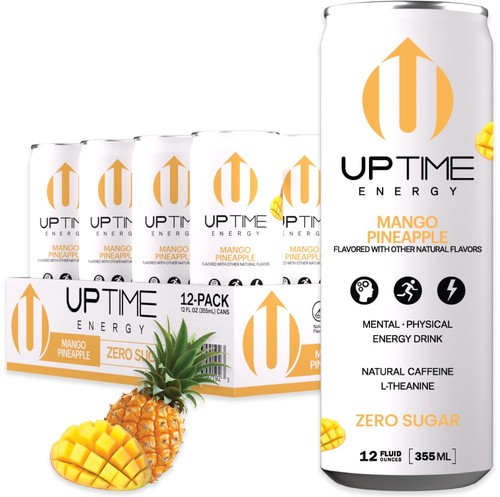 Energy Drink, Mango Pineapple, 12 Pack, Vitamin C, L Theanine, Calcium ...
