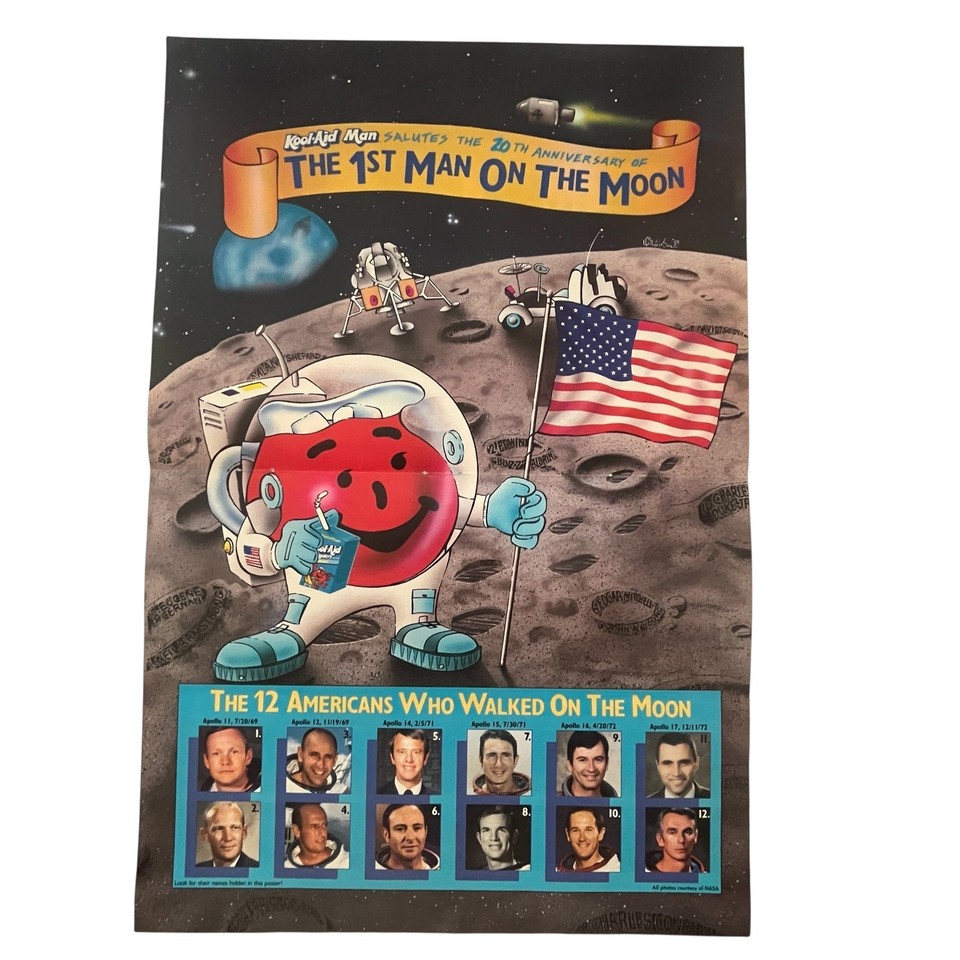 Kool-Aid Man Salutes Anniversary 1st Man on the Moon 1989 Fold Out ...