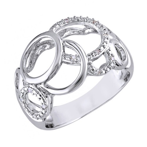 Multi-Circle Engagement Ring 925 Sterling Silver Natural Diamond ...
