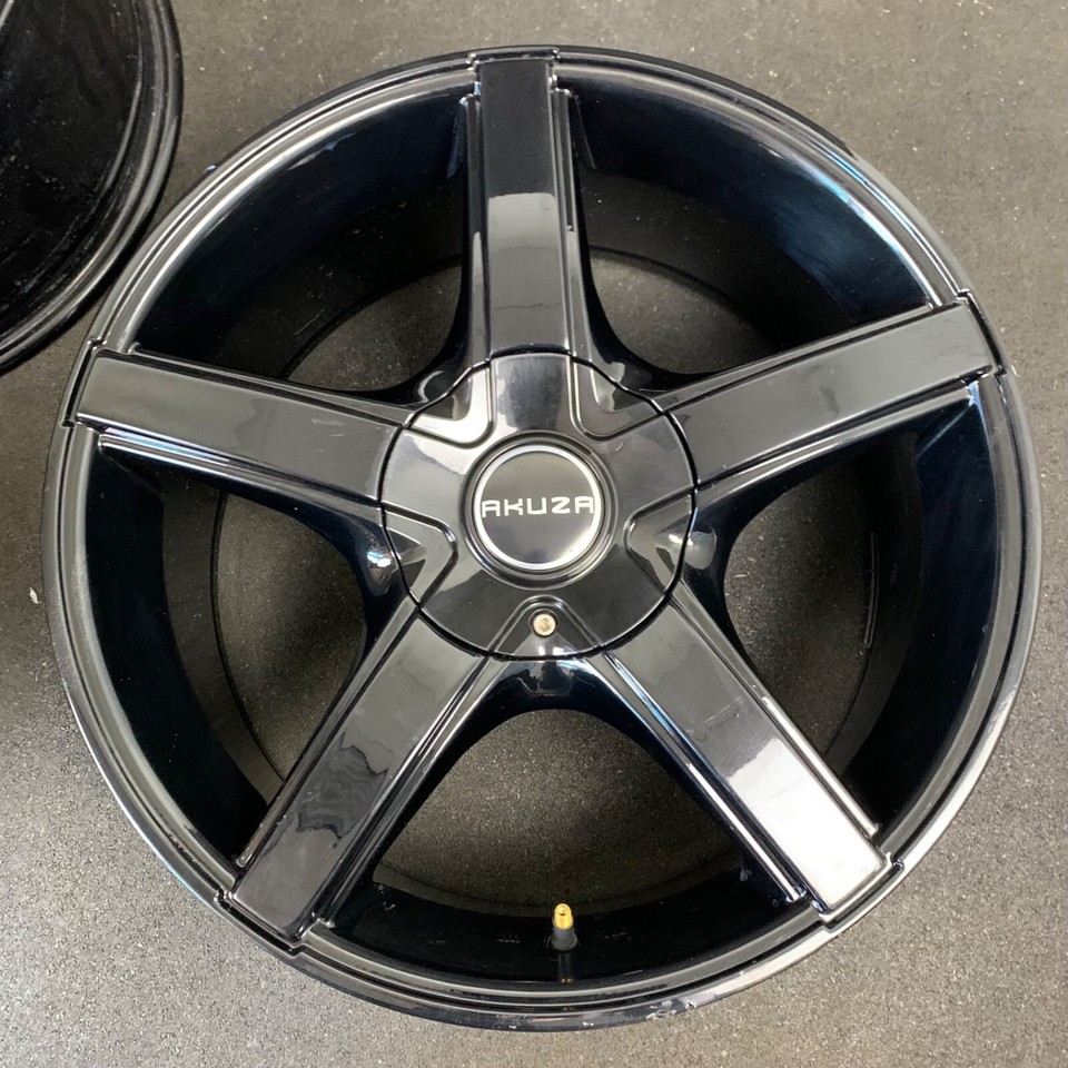 (4) Akuza Axis 18 Black Wheels Rims + Caps 18x8 et45 4x100/4x108 73hb ...
