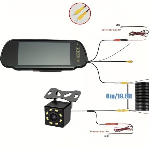 7“ display screen backup car camera rearview mirror parking night ...