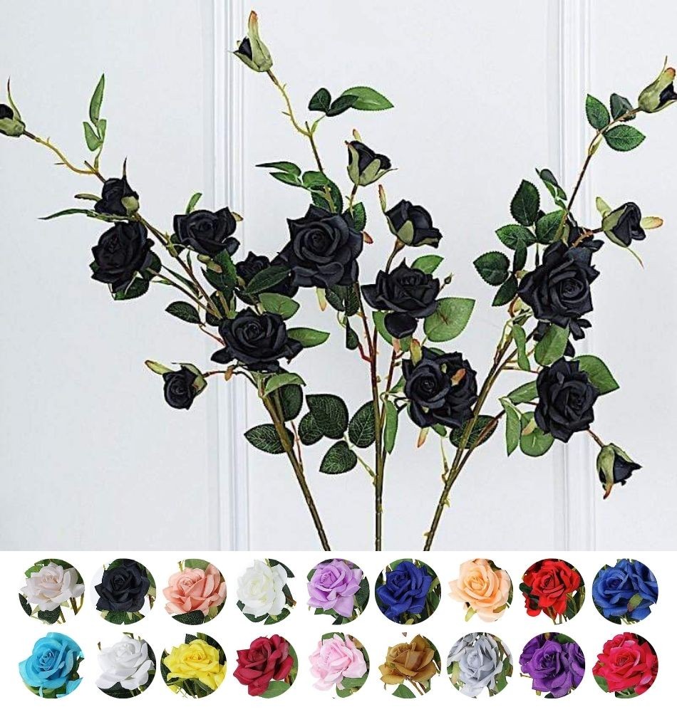 2 Single Stem 38" long Silk Rose Bouquets Wedding Centerpieces Party ...