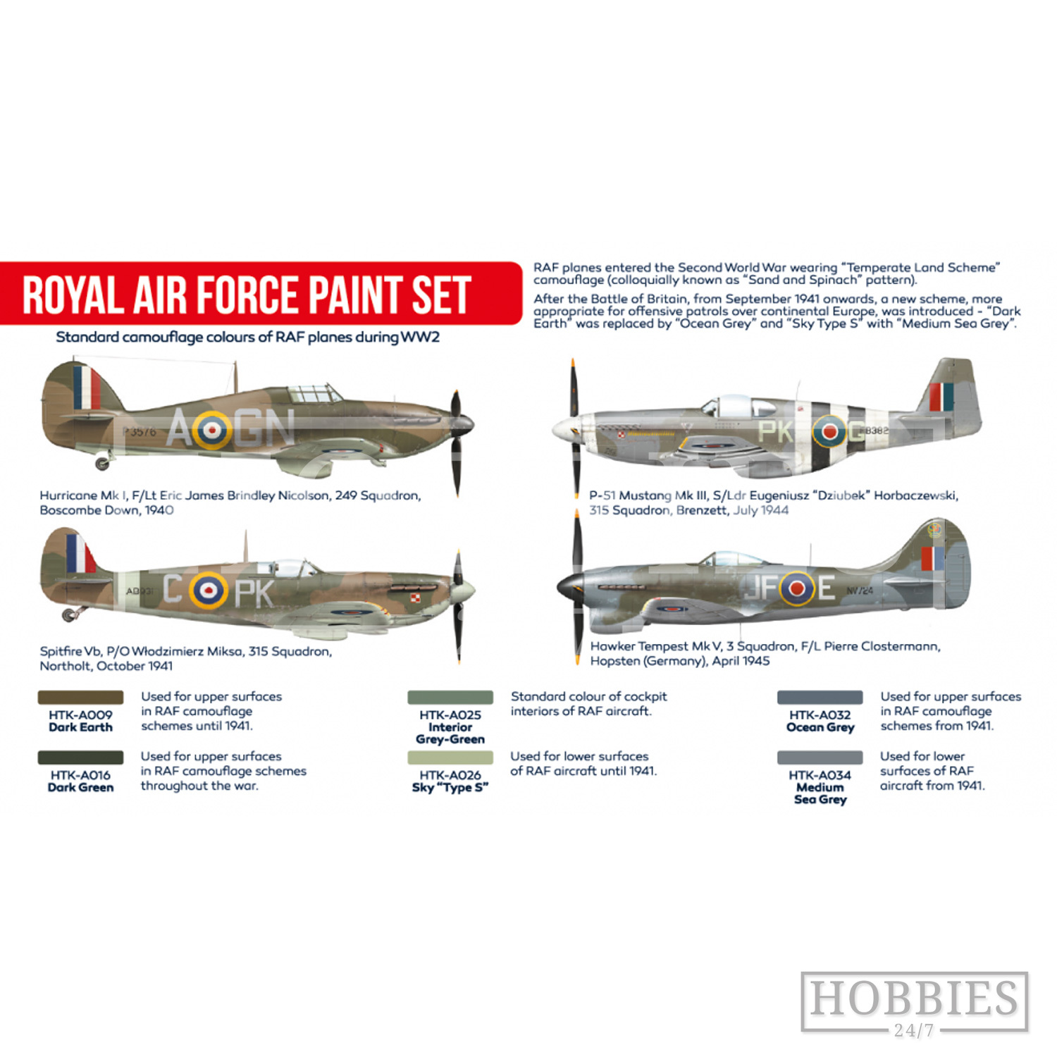 Hataka WW2 Plane Acrylic Paint Set Model Aviation Colour Scheme RAF ...