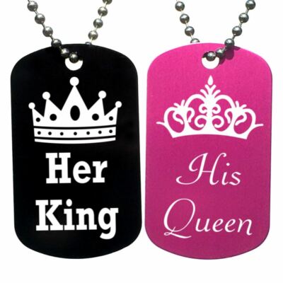 Her King & His Queen Dog Tag Necklaces (Pair) | eBay
