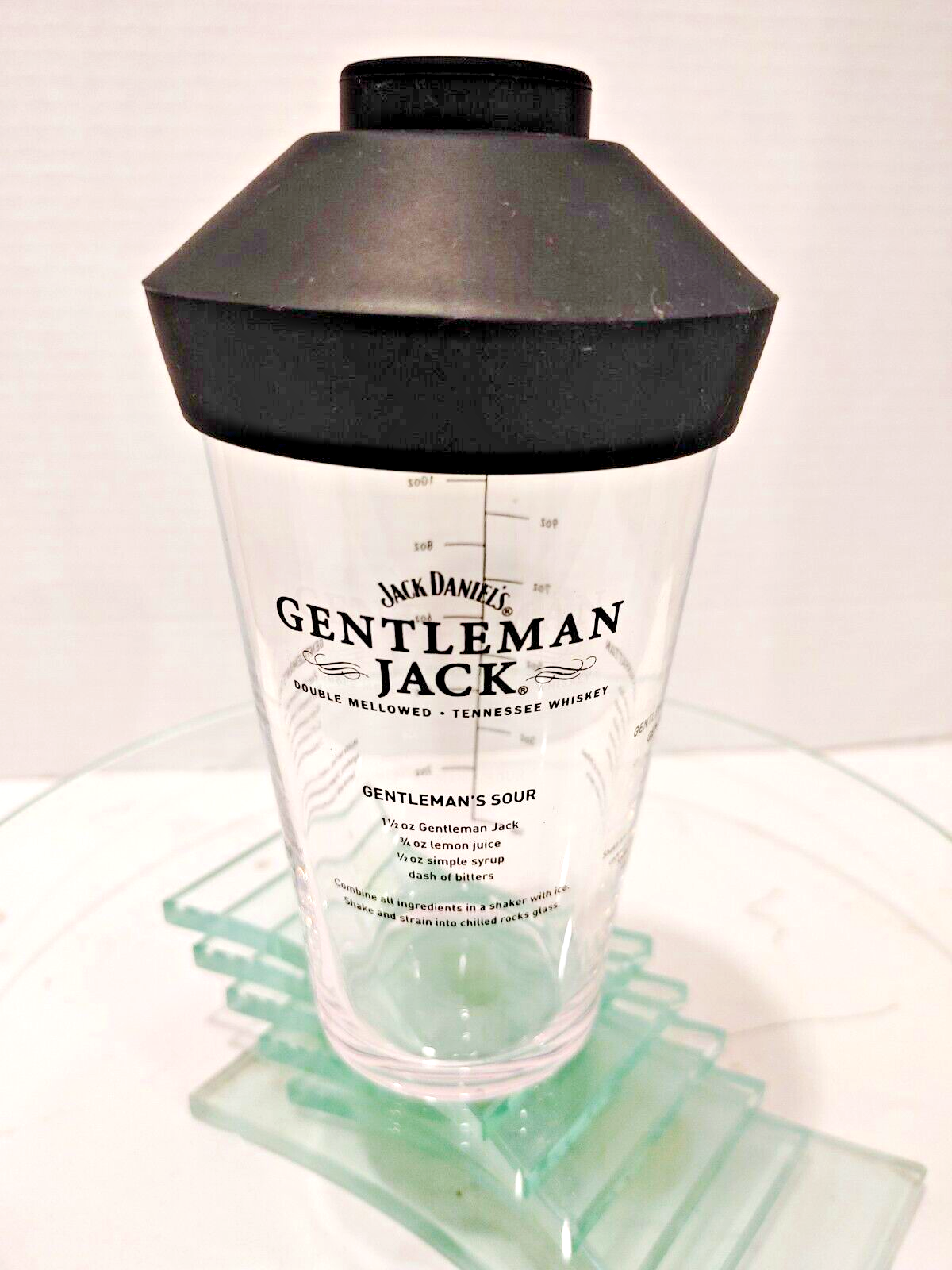 Jack Daniel's Gentleman Jack Shaker Mixer Glass Printed Recipes Lid ...