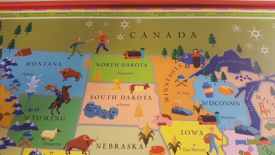 Colorful U.S. Map With State Capitols And State Mottos | eBay