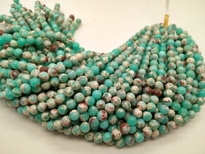 Aqua Green Copper Turquoise Round, Natural Turquoise 6mm Beads 12"inch ...