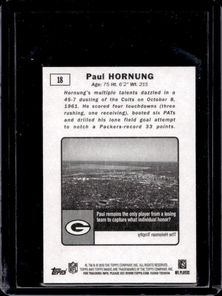 2010 Topps Magic Paul Hornung Mini Pigskin 50 #34/50 Packers | eBay