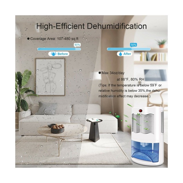 COSVII Upgraded Small Dehumidifier for Home With 68oz Water Tank up to ...