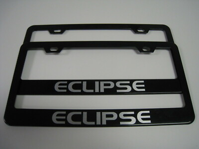 2 Brand New Mitsubishi "ECLIPSE" BLACK Metal License Plate Frame Front ...
