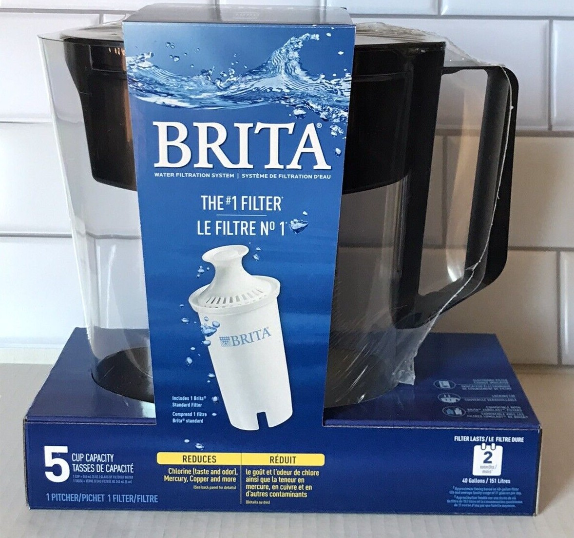 Brita Soho 5 Cup Pitcher With Filter Black BPA Free Water Filtration ...