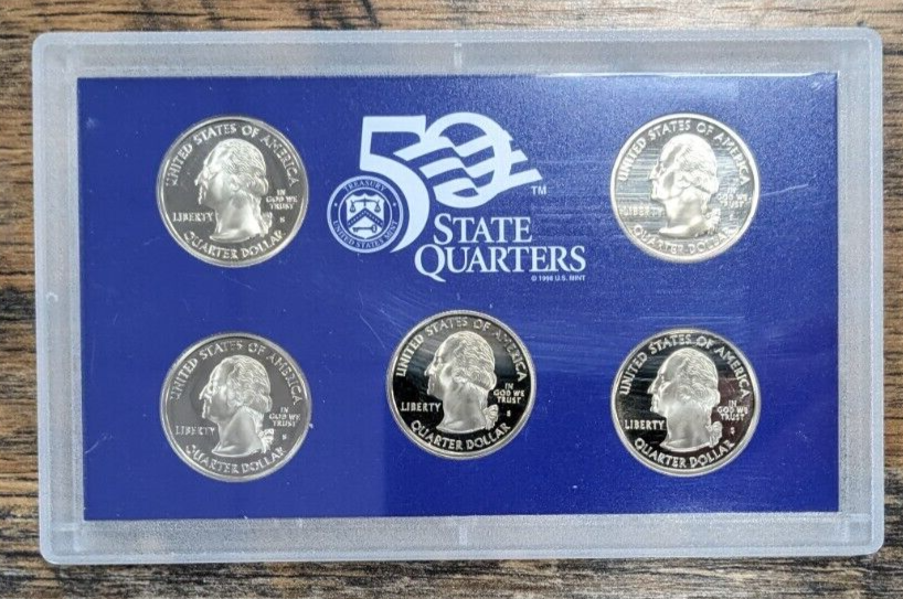 2006-S US Mint Clad State Quarter Proof Set - 5 Coins - Blue Slide Only ...