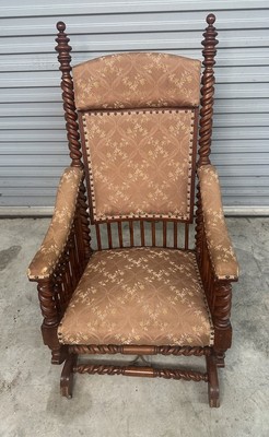 Antique George Hunzinger Barley Twist Oak Rocking Chair - 1870’s Good ...