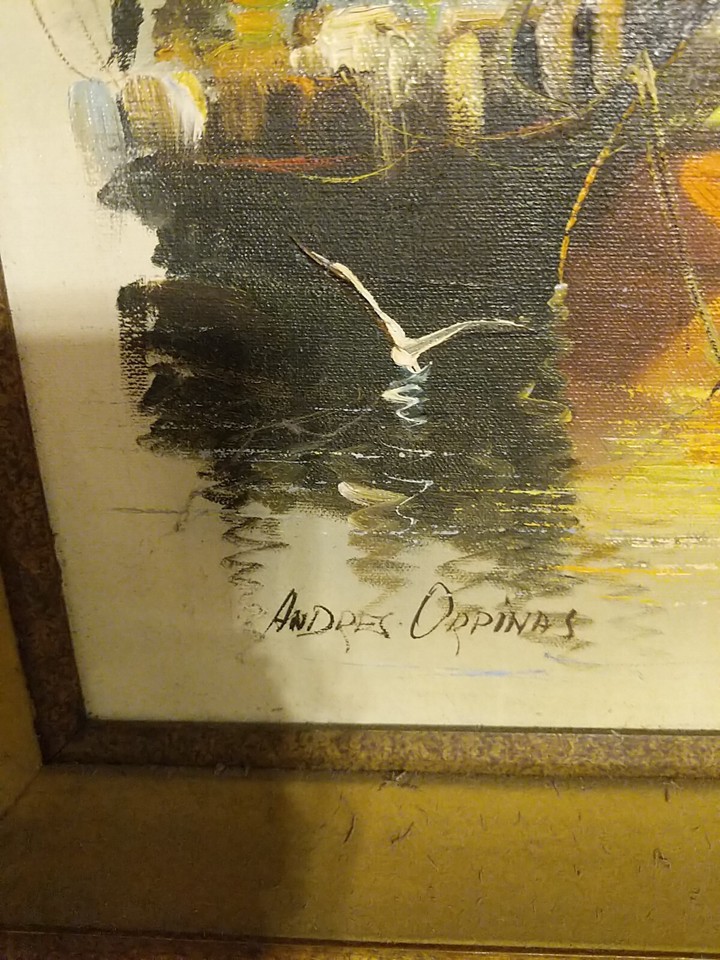 Rare Signed Andres Orpinas Original Oil Painting Sailing Ship 18"X24 ...