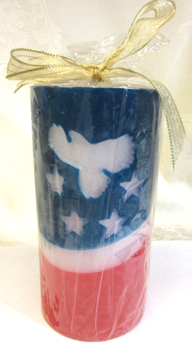 BULLFROG CANDLE, Patriotic EAGLE & STARS, Red, White & Blue 6" Pillar ...