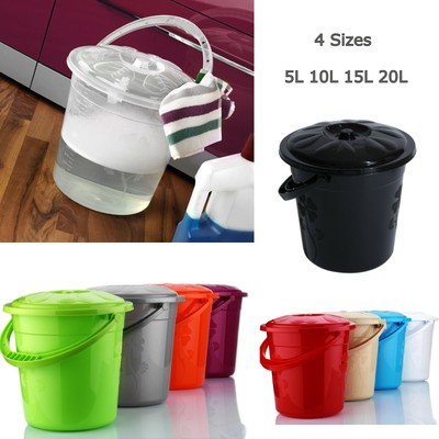 Plastic Bucket with Lid Handle Small Large Storage Bucket Bin Container ...