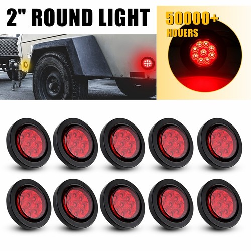 10X Red 2"Round LED Clearance Bullet Side Marker Lights For Truck ...
