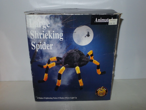 Gemmy Halloween Animated Shrieking Shaking Black Orange Spider ...