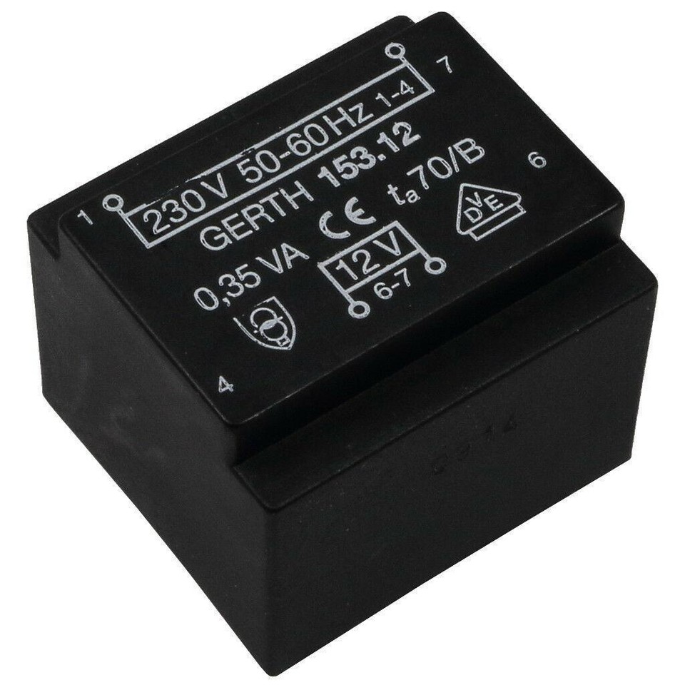 GERTH Transfo 12V 0.35VA Ecodesign 153.12 Safety Power Transformer ...