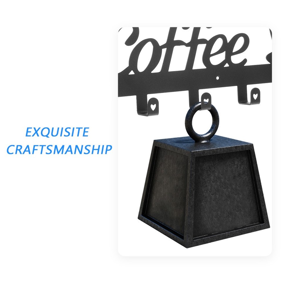 3 Sets Wall Mounted Coat Rack Vintage Coffee Sign Metal Wall Hook Coat ...