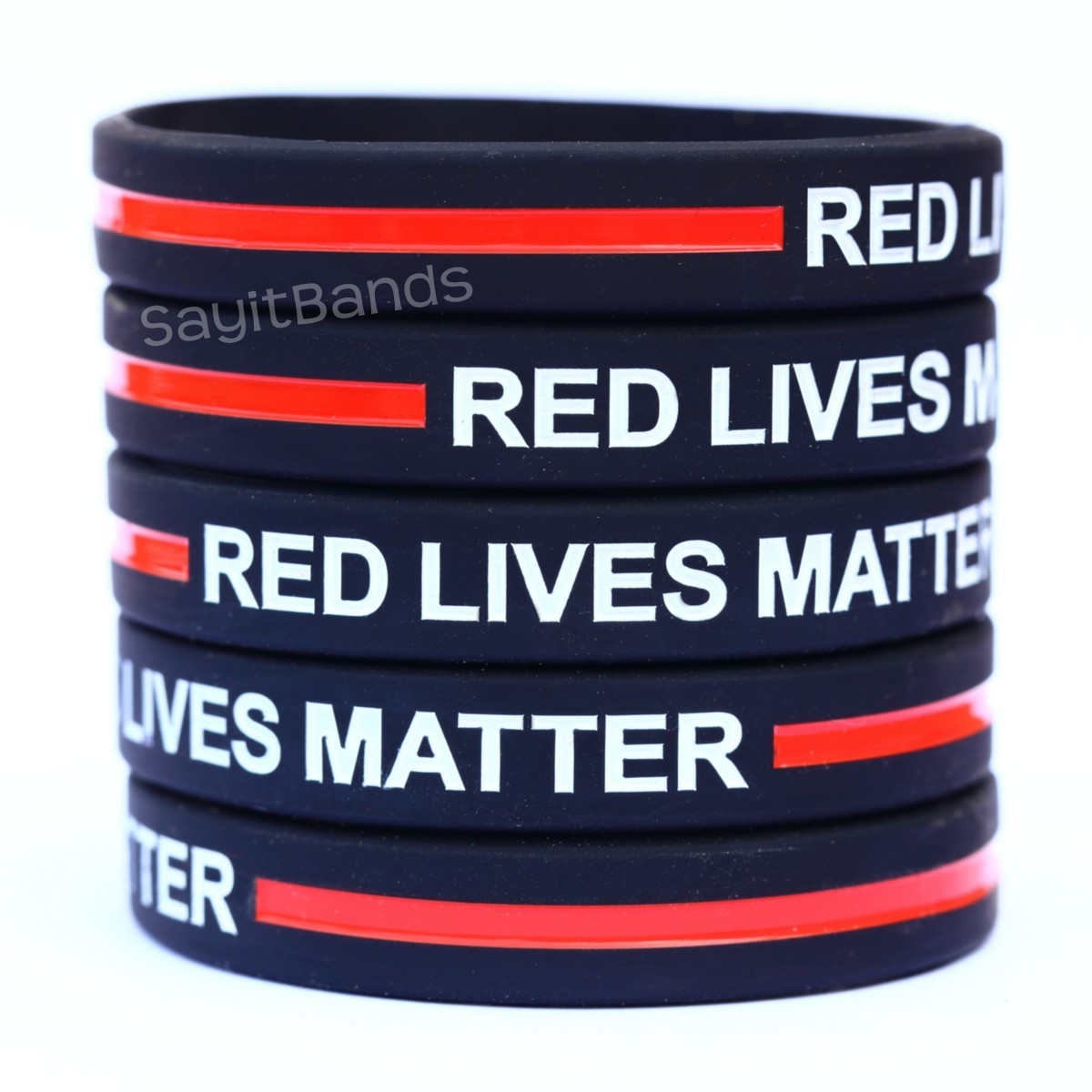 Set of Red Lives Matter Wristbands, Thin RED Line Bracelet Lot ...