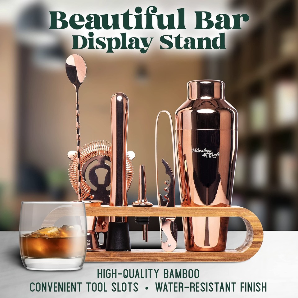 Mixology Bartender Kit: 10-Piece Bar Tool Set with Bamboo Stand ...