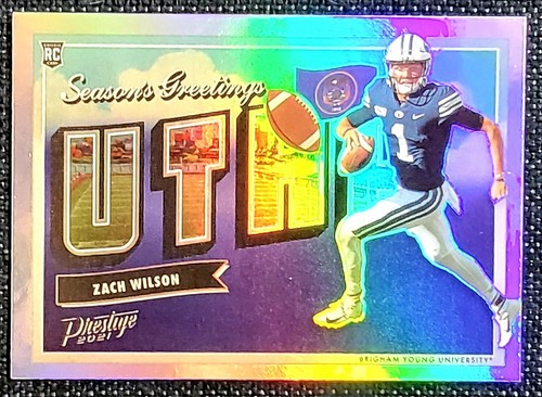 Zack Wilson 2021 Prestige Football Seasons Greetings Holo Foil Insert ...