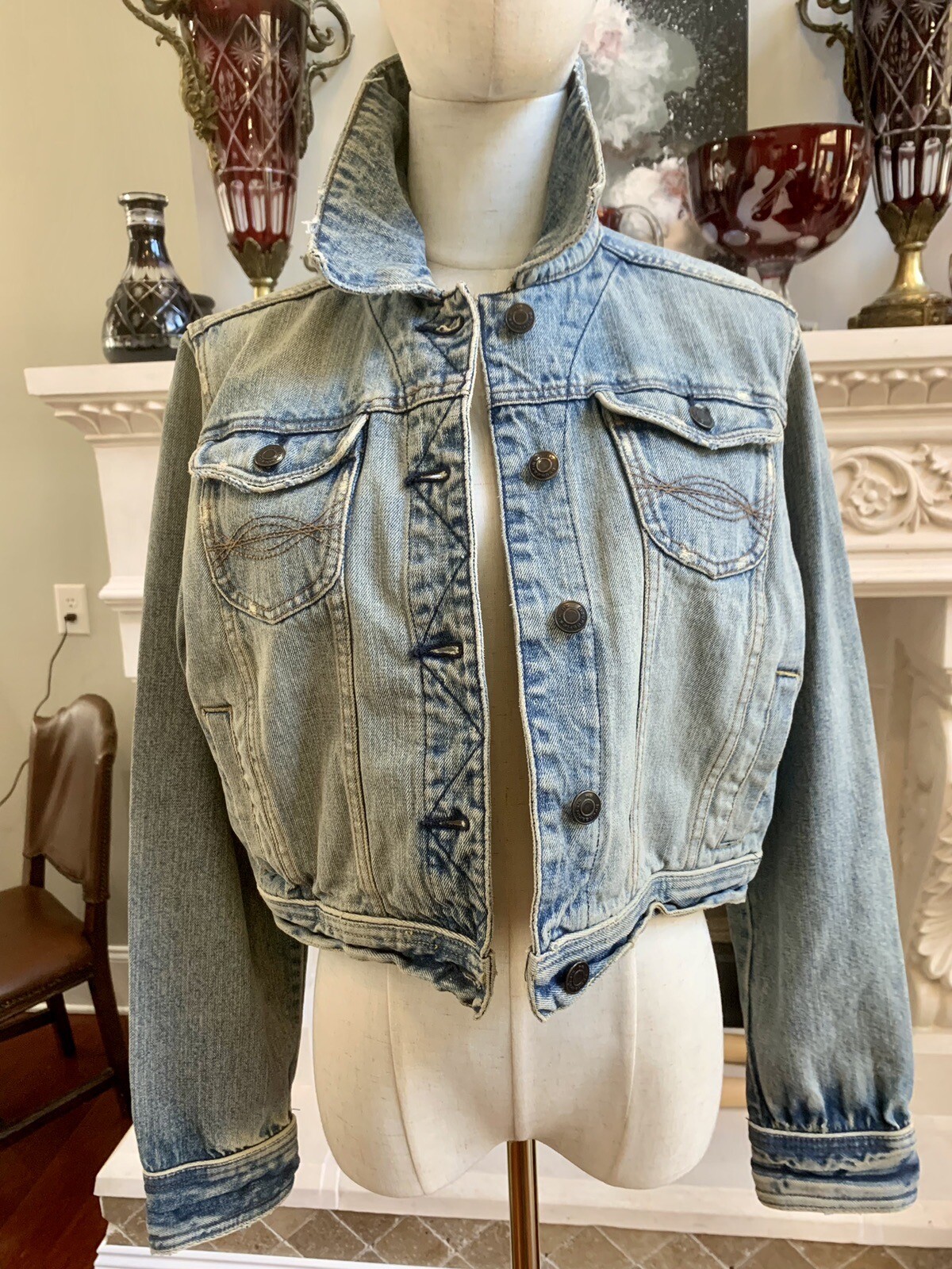 Vintage Denim Jacket Bohemian Peasant Distressed ‘No … - Gem